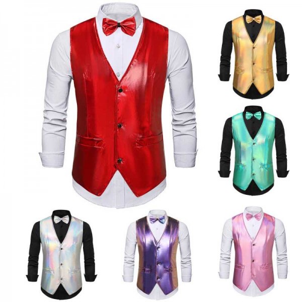 Colorful Jazz Dance vests for men youth Bar ds dj singers Stage green ...