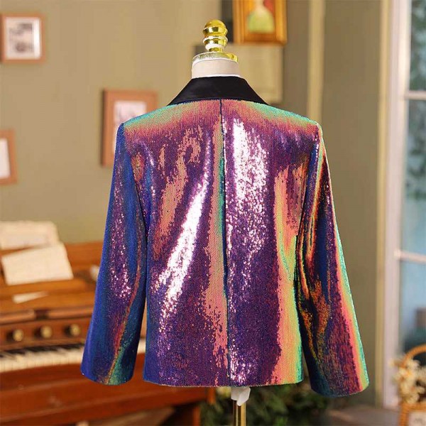 Boys colorful sequins shiny jazz dance blazers Wedding birthday party ...
