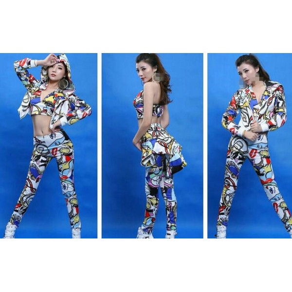 Hiphop Wear : Graffiti printed 3pcs in one set women's ladies fashion ...