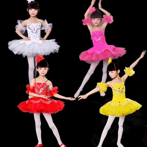 Children Ballet Dance Wear : Black red yellow fuchsia hot pink white ...