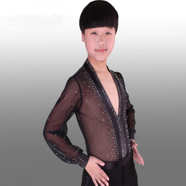 Black white red royal blue v neck see through material boys kids ...