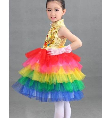 Rainbow colored tutu skirt girls kids child children turtle neck ...