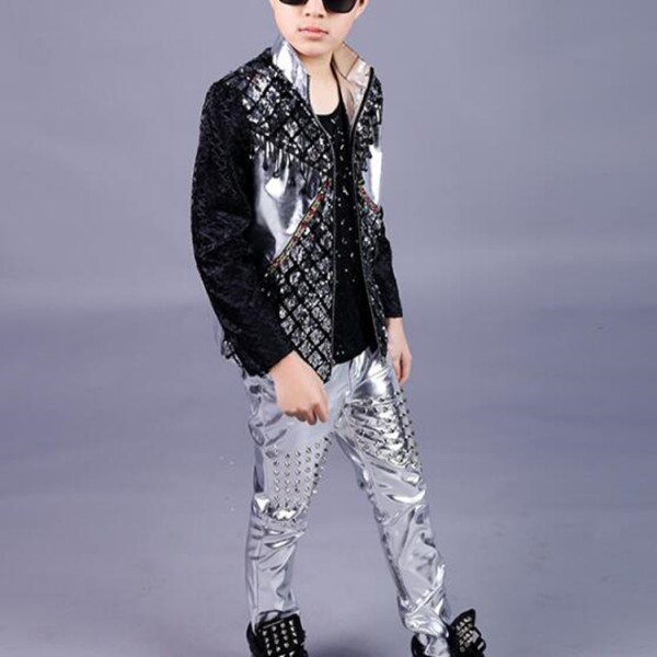 Boy jazz dance costumes kids children rivet stage performance ...