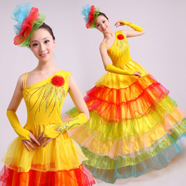 Rainbow colored multi colorful yellow colored modern dance stage ...