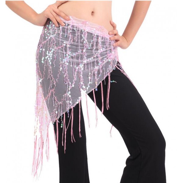 Hip Scarf Belly Dance Stretchy Long Tassel Triangle Sequin Belly ...