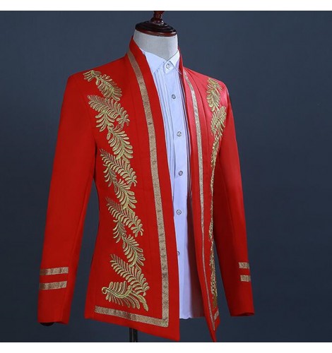 Men's jazz dance blazers male red royal blue colored chorus jackets ...