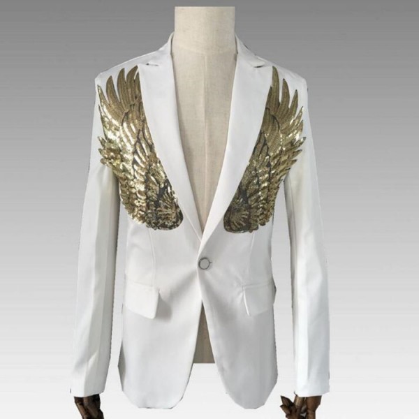 Men's singers host blazers white black colored male sequin photography ...