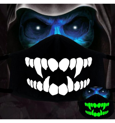 Reusable cotton face mask for adult dustproof luminous black anime ...